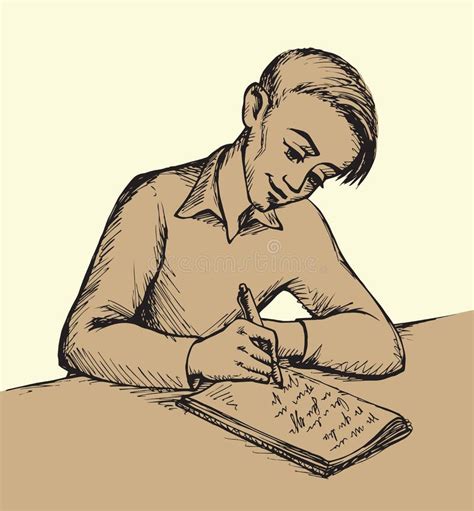 Il Ragazzo Sta Scrivendo La Lettera Illustrazione Di Vettore