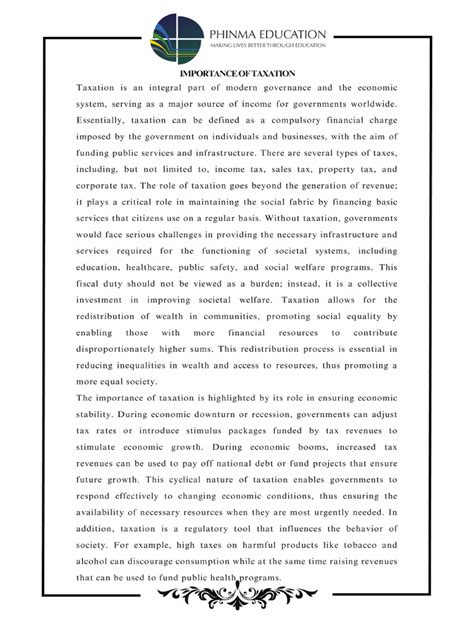 Importance Of Taxation Pdf