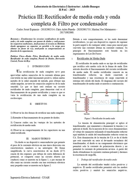 Practica Iii Lab Electronica I Pdf Rectificador Diodo