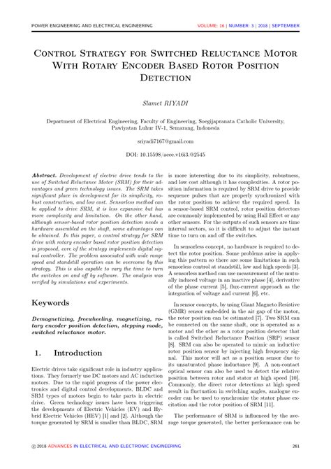 Pdf Control Strategy For Switched Reluctance Motor With Rotary