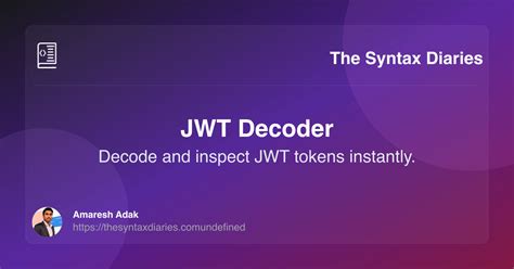 Free Jwt Decoder Decode And Verify Json Web Tokens The Syntax Diaries