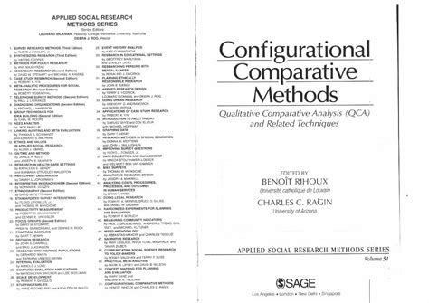 Pdf Dr Benoit Rihoux Charles C Ragin Configurational Comparative