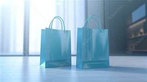 Empty Blue Shopping Bags On A Light Backdrop The Ultimate Canvas For Purchase Displays And