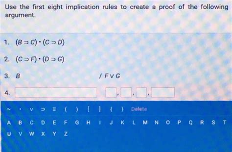 solved use the first eight implication rules to create a