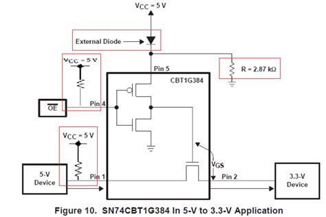 SN74CBT1G125 Bidirectional Level Shift Circuit Between 3 3V And 5V