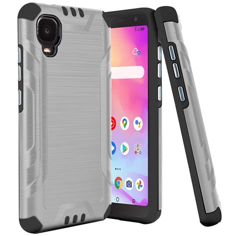 For Alcatel TCL A3 A509DL TCL A30 Lining Brushed Phone Cover Case Tempered Glass Silver