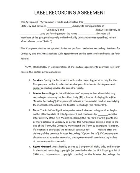 Pricing Record Label Agreements