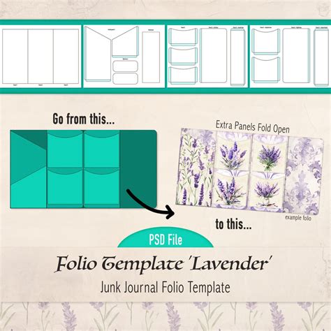 Junk Journal Folio Template Psd Template Waterfall Flip Folio Digital Download Four Fold