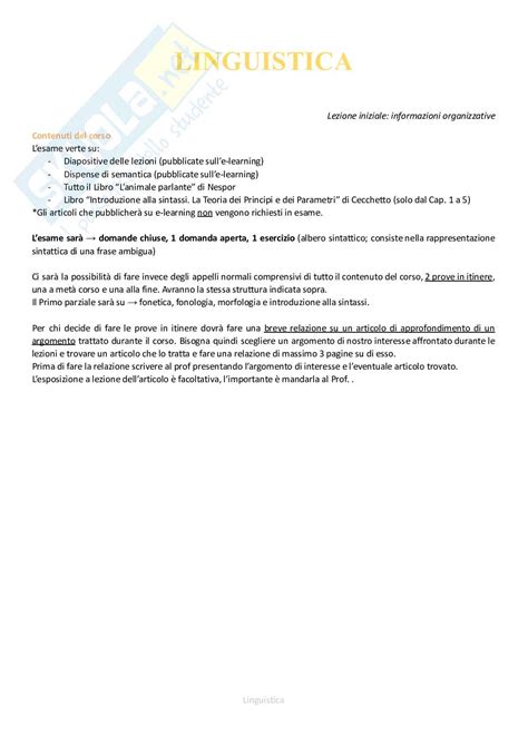 Linguistica Appunti Completi
