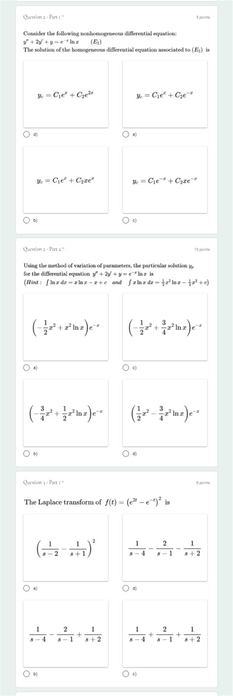Solved Question Part Points Consider The Following Chegg