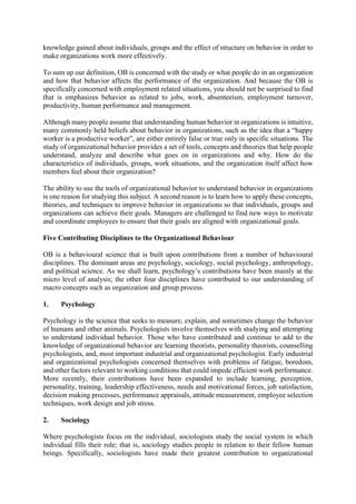 Organisational Behaviour BBA 5th SEm PDF