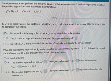 Solved The Eigenvalues In This Problem Are All Nonnegative