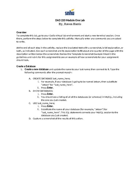 DAD Module One Lab Coding DAD Module One Lab By Raven Harris Overview To Complete