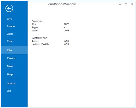 ApplicationMenu2010 Overview XamRibbon Infragistics WPF Help