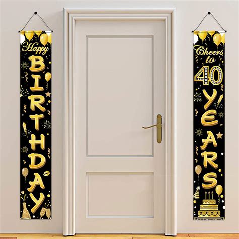 Buy Howaf 2pcs 40th Birthday Party Decorations Black And Gold Happy