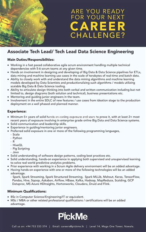 Associate Tech Lead Tech Lead Data Science Engineering At Pickmelk