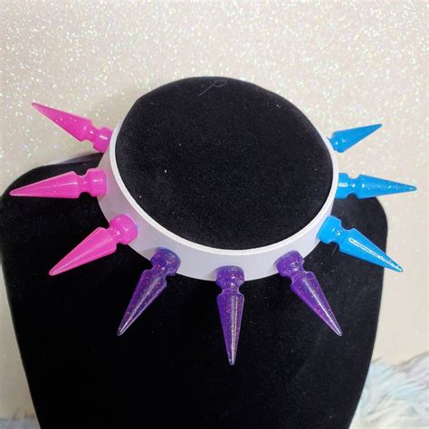 Bisexual Pride Flag Spiked Choker Lgbtq Pride Month Lgbt Custom