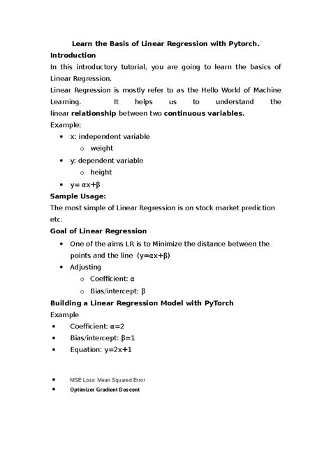 Learn The Basis Of Linear Regression With Pytorch Introduction In