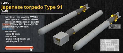 Edu648569 148 Eduard Brassin Japanese Torpedo Type 91 Set Sprue
