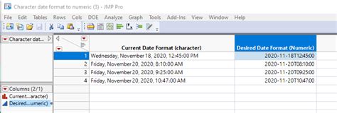 Need Help Converting A Date Format From Character To Numeric In Jmp 15 Jmp User Community