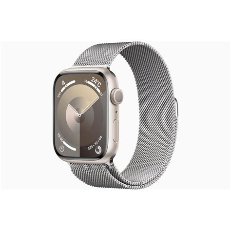 Apple Watch Series 9 45mm Gpsモデル アルミニウム スターライト ケース ミラネーゼループ 【整備済み