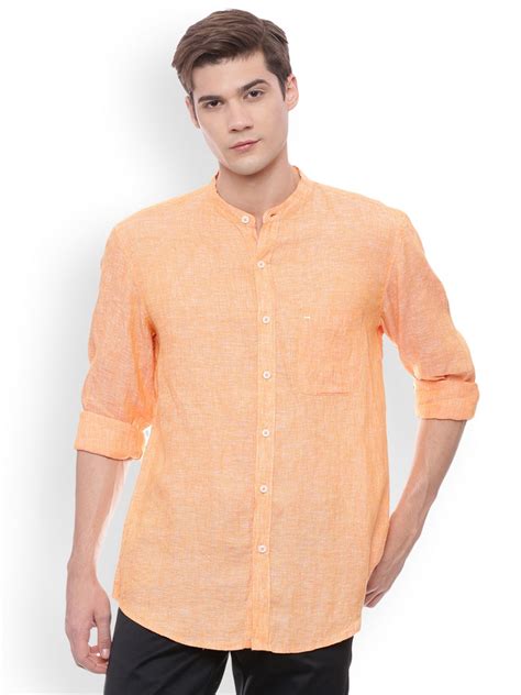 Buy Basics Men Orange Slim Fit Solid Casual Shirt Shirts For Men Myntra