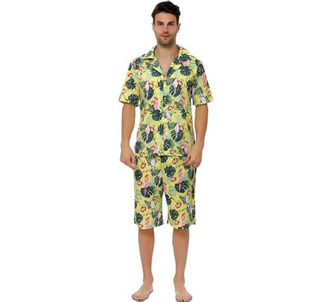 Disfraz De Hawaiano Floral Estampado En Verde Para Hombre