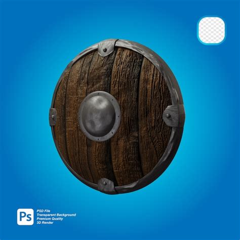 Premium PSD 3d Rendering Of Wooden Shield