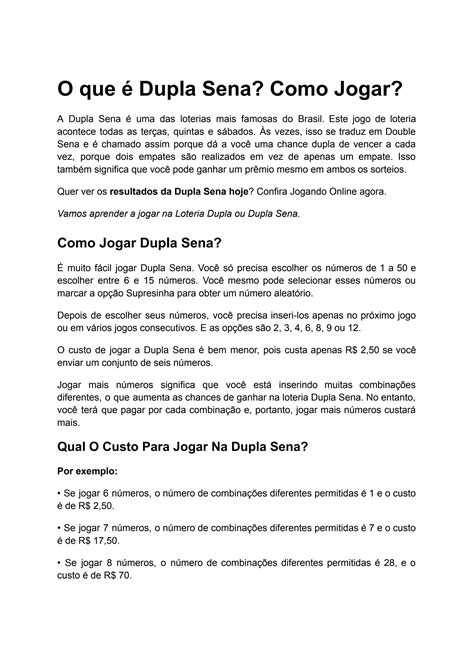O que é Dupla Sena Como Jogar by jungandoonline Issuu