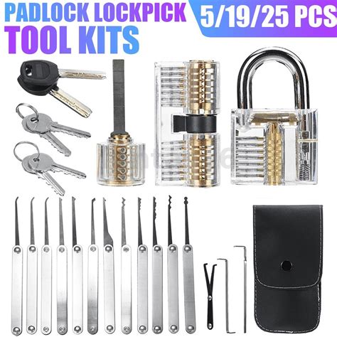 5 19 25pcs Unlocking Locksmith Practice Lock Picks Key Extractor Padlock Lockpicks Tool Kits