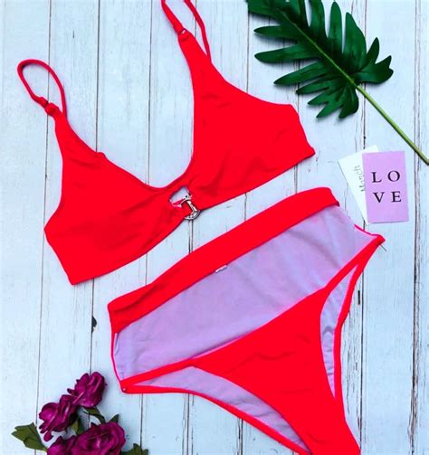Bonitakinis Hollow Out Waist Swimsuits Stitching Swimming Suits Women