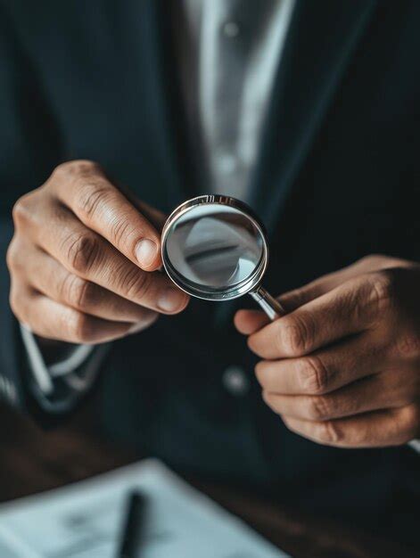 Professional Inspection With Magnifying Glass Premium Ai Generated Image