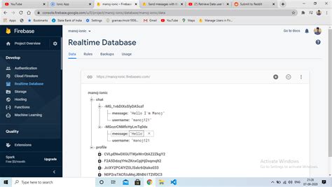 how to display the message stored in the firebase realtime database