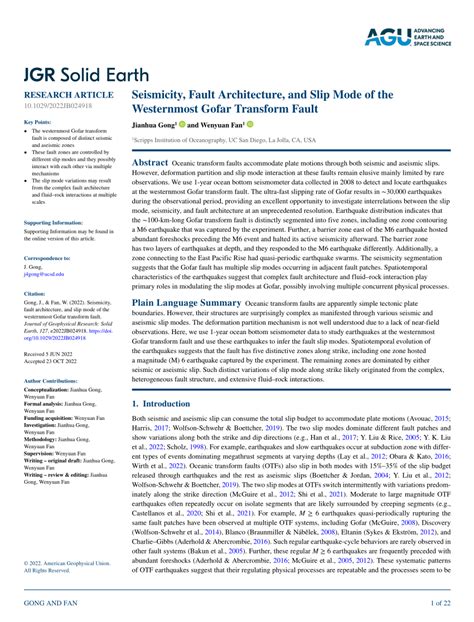 Seismicity Fault Architecture And Slip Mode Of The Westernmost Gofar