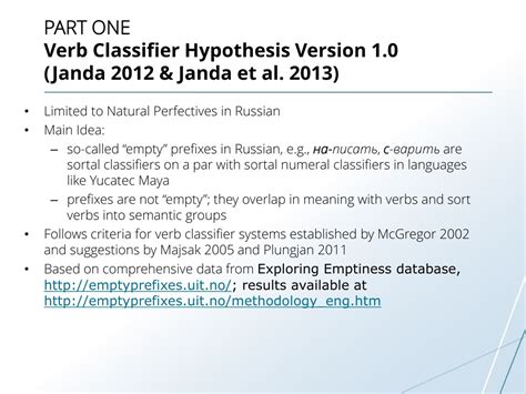 Ppt A Verb Classifier Hypothesis For Slavic Prefixes Powerpoint Presentation Id9196390
