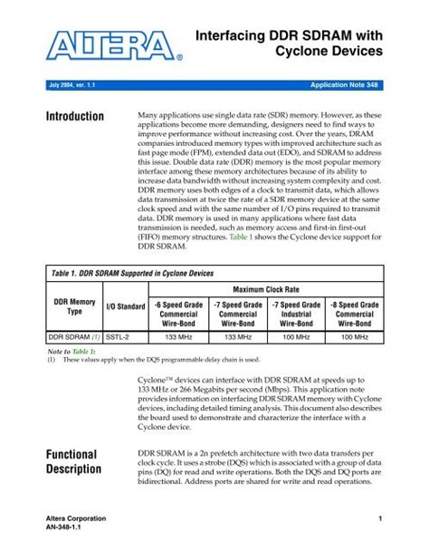 An 348 Interfacing Ddr Sdram With Cyclone Devices Altera