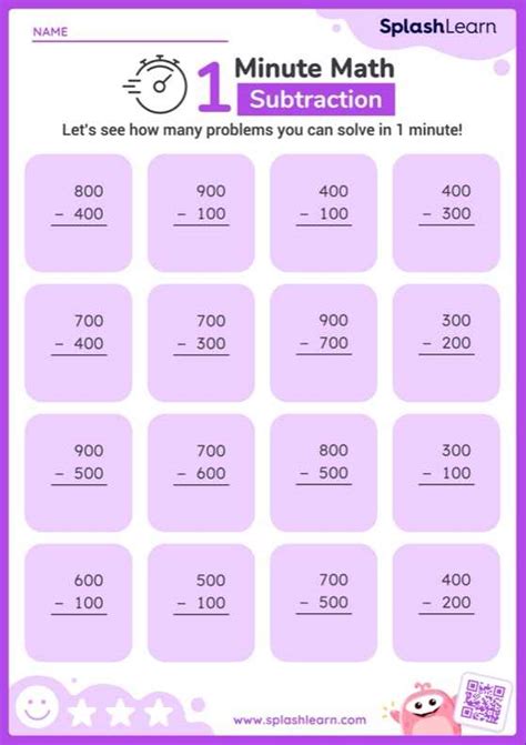 Subtract Two Multiples Of 100 Vertical Timed Practice — Printable Math