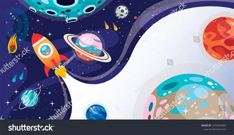 Hand Drawn Colorful Space Background Stock Vector Royalty Free