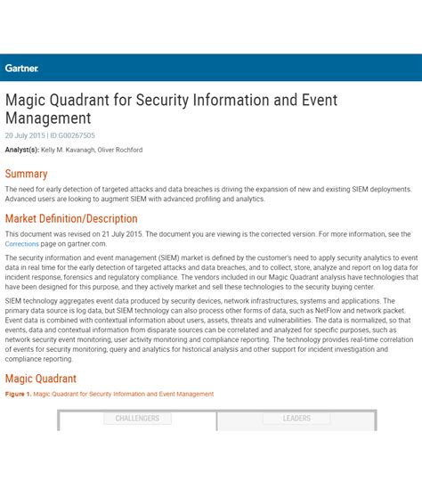 Gartner Magic Quadrant For SIEM B B Info Daily