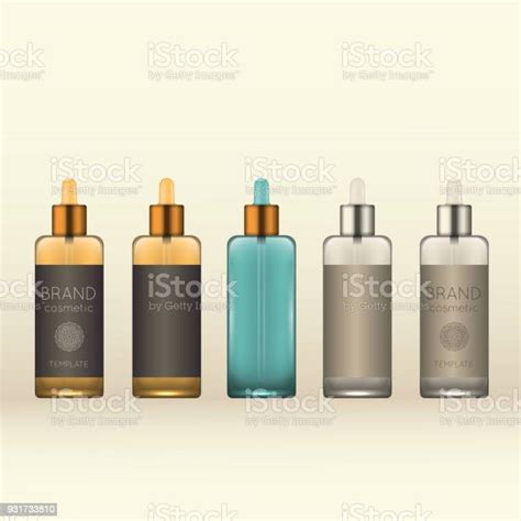 벡터 3d 아름다움 화장품 제품까지 조롱입니다 광고 브랜드에 대 한 격리 된 현실적인 병입니다 화장품 포장 디자인 서식 파일입니다 3차원 형태에 대한 스톡 벡터 아트 및