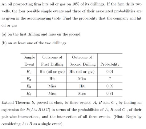 Solved An Oil Prospecting Firm Hits Oil Or Gas On 10 O