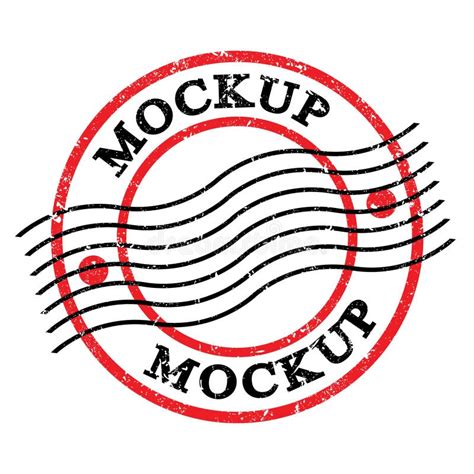 Texto De Mockup Escrito Sobre El Sello Postal Rojo Stock De Ilustración