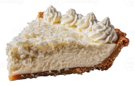 Slice Of Coconut Cream Pie With Whipped Topping Cut Out Stock