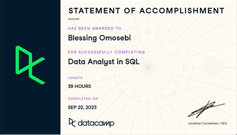Dataanalyst Sql Datacamp Achievementunlocked Dataanalysis