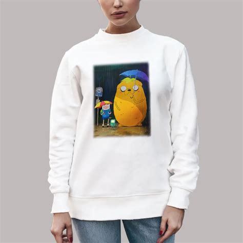 Adventure Time My Neighbor Totoro Crossover Jake And Finn Standing In The Rain T Shirt