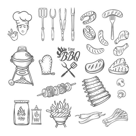 Bbq fest party set | Premium-Vektor