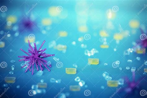 Close Up Of Bacteria And Virus Cells In Lab With Vibrant Blurred