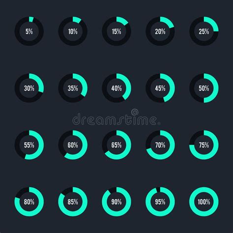 Modern Circle Progress Bar Icon Set Illustration Stock Illustration
