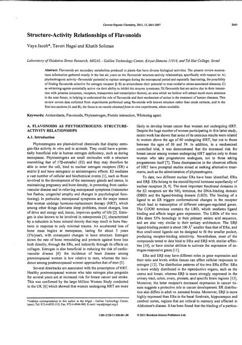 Pdf Structure Activity Relationships Of Flavonoids