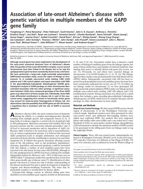 Pdf Association Of Late Onset Alzheimers Disease With Genetic